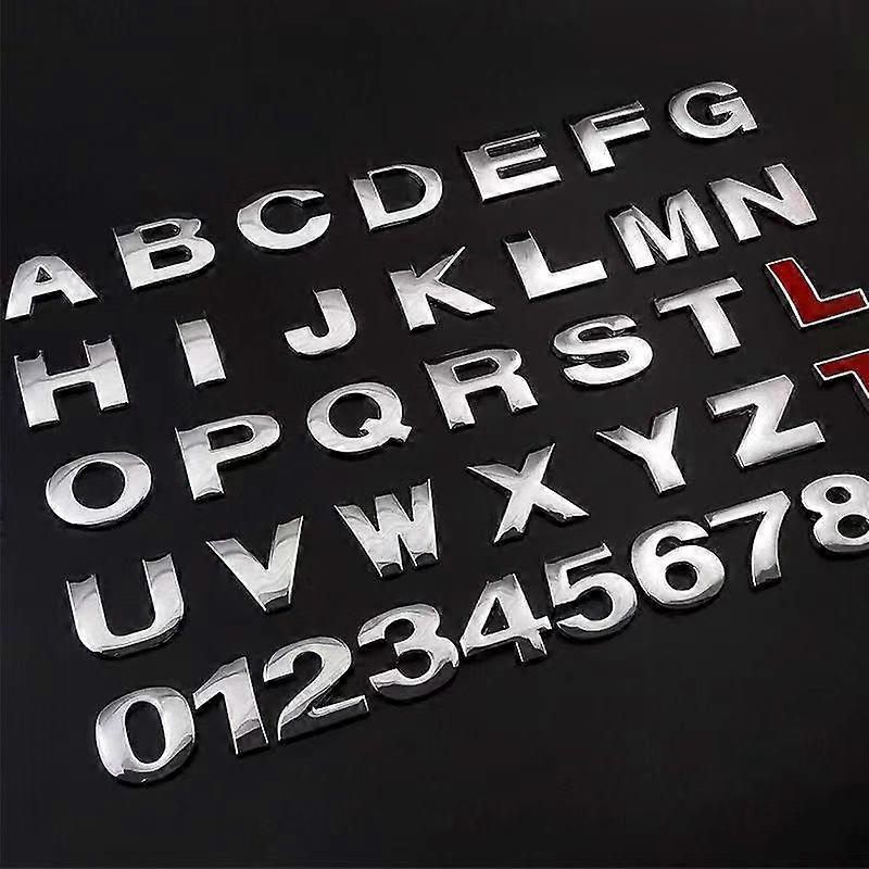 1Pcs 3D Metal 45mm 25mm DIY Letters Alphabet Emblem Numbers Chrome ...