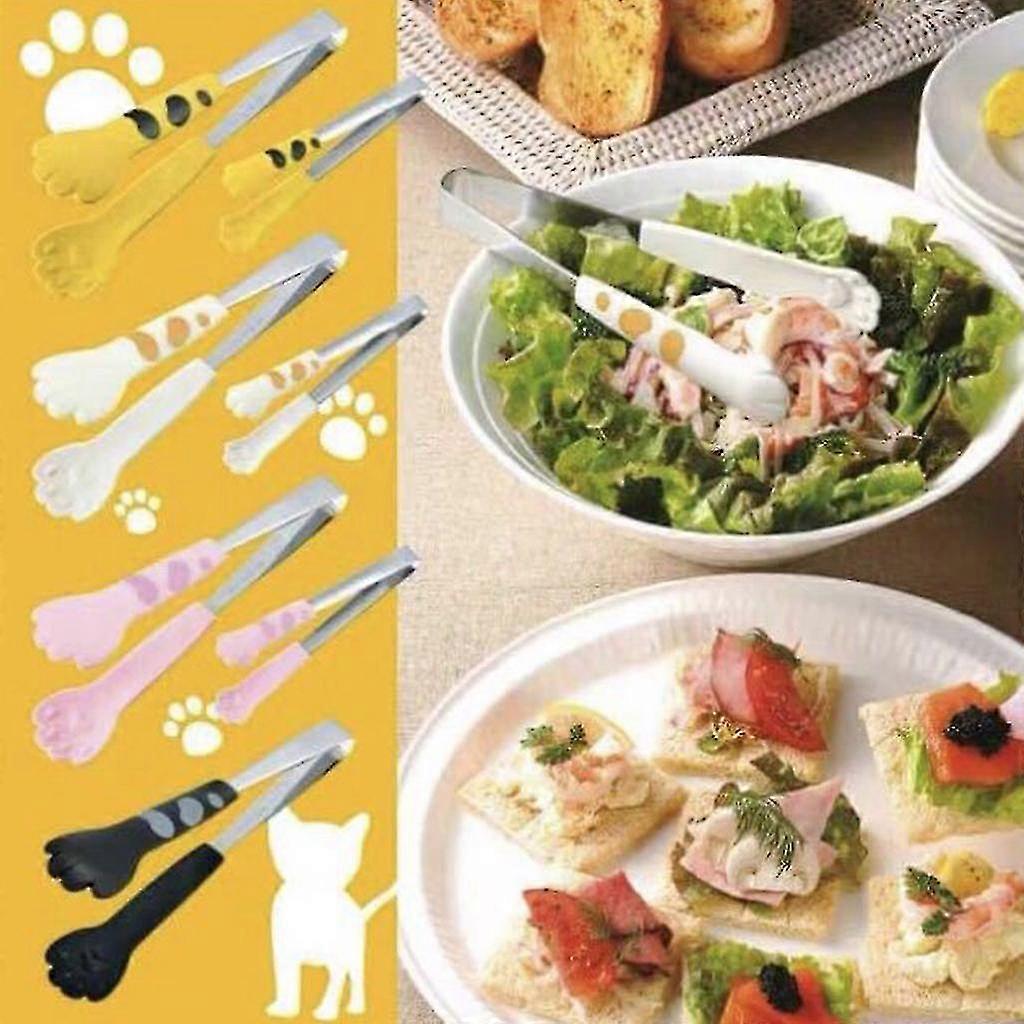 7 Inch Cat Paw Shape Food Clip Tongs Stainless Steel Cartoon Meal Fruit ...