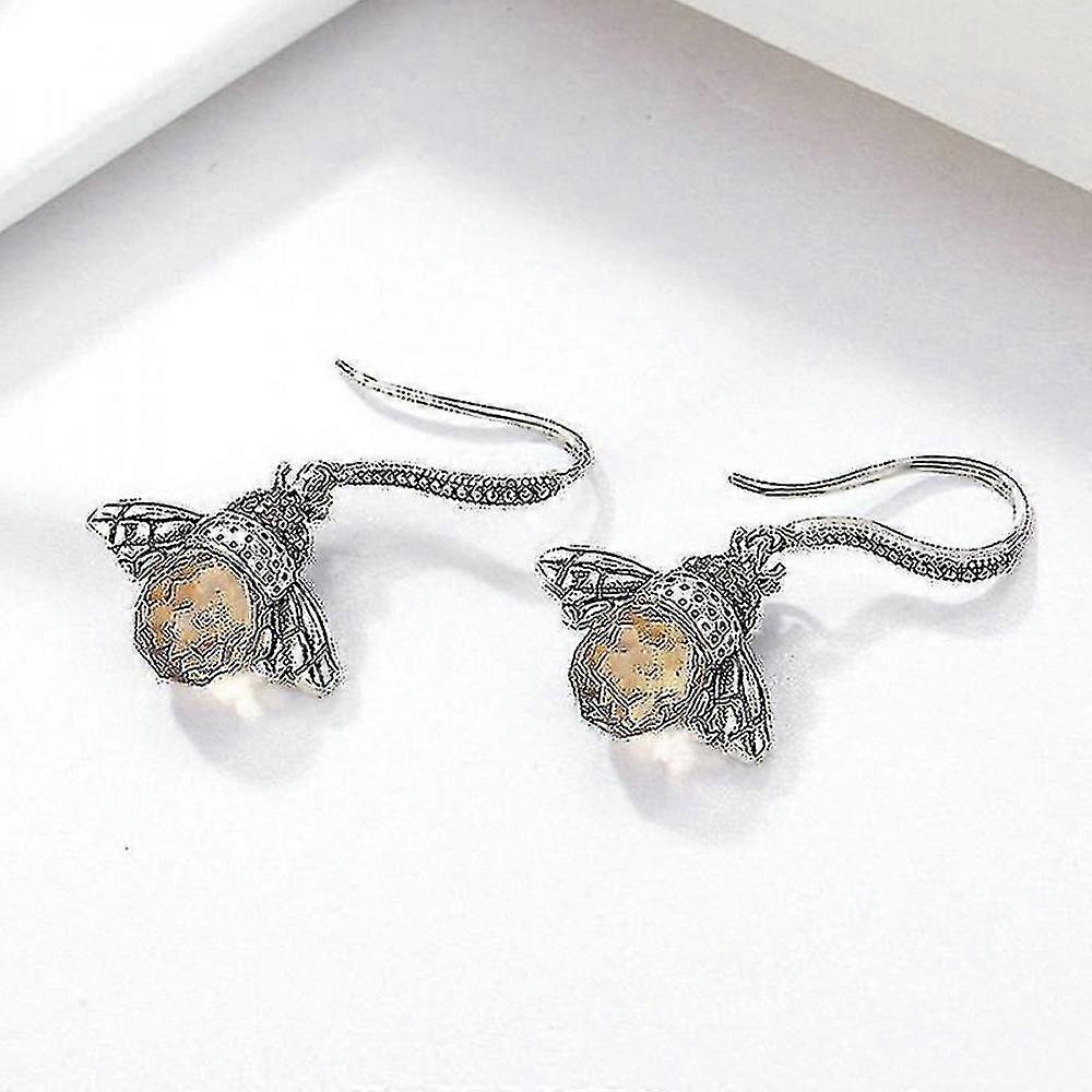 Dancing Bee Earrings Sterling Silver Queen Bee Dangle Earrings For Women Teen Girls Cute Crystal ...