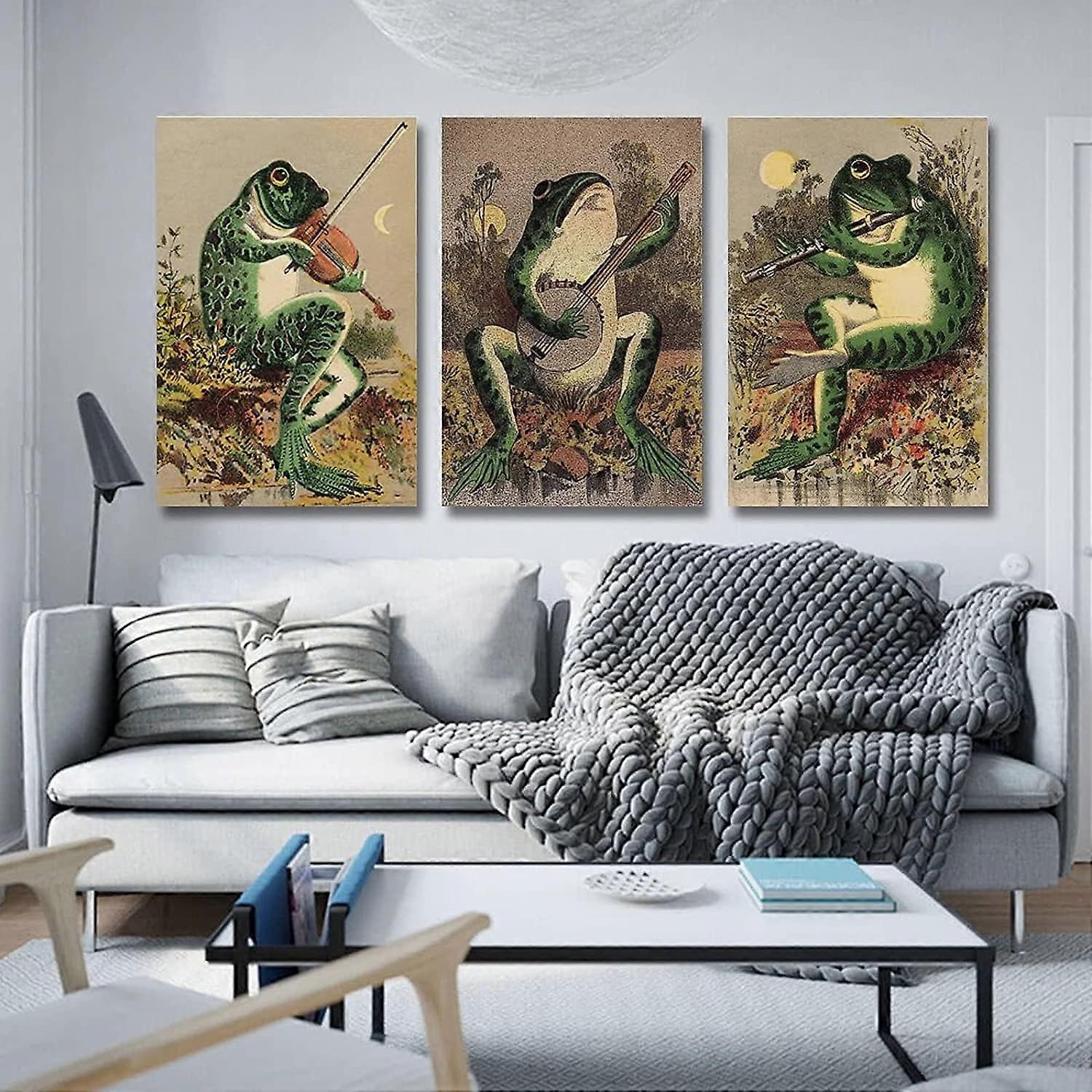 3 Posters Funny Bathroom Wall Art Frog Art Poster Canvas Painting ...