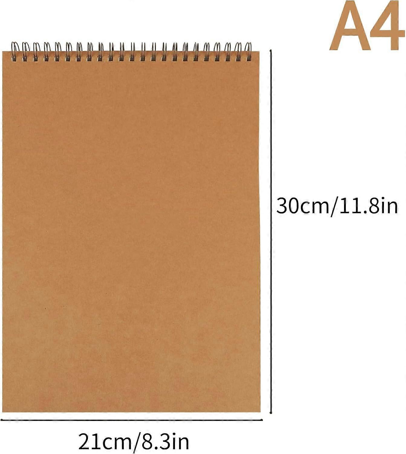 A4/A5 Sketchbook,Drawing Book,60 Pages(30 Sheets) Sketchpad Spiral Bound Hardcover Kraft Cover ...