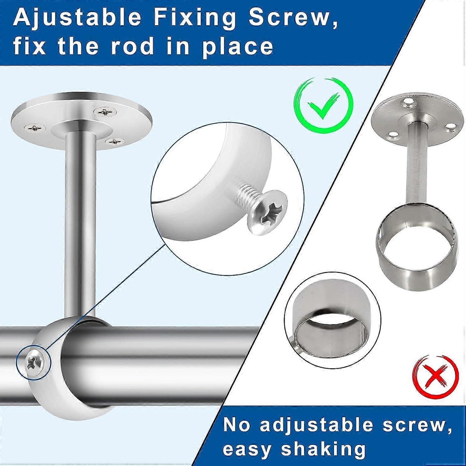 4Pcs Ceiling Curtain Pole Brackets, Heavy Duty Metal Curtain Rail ...