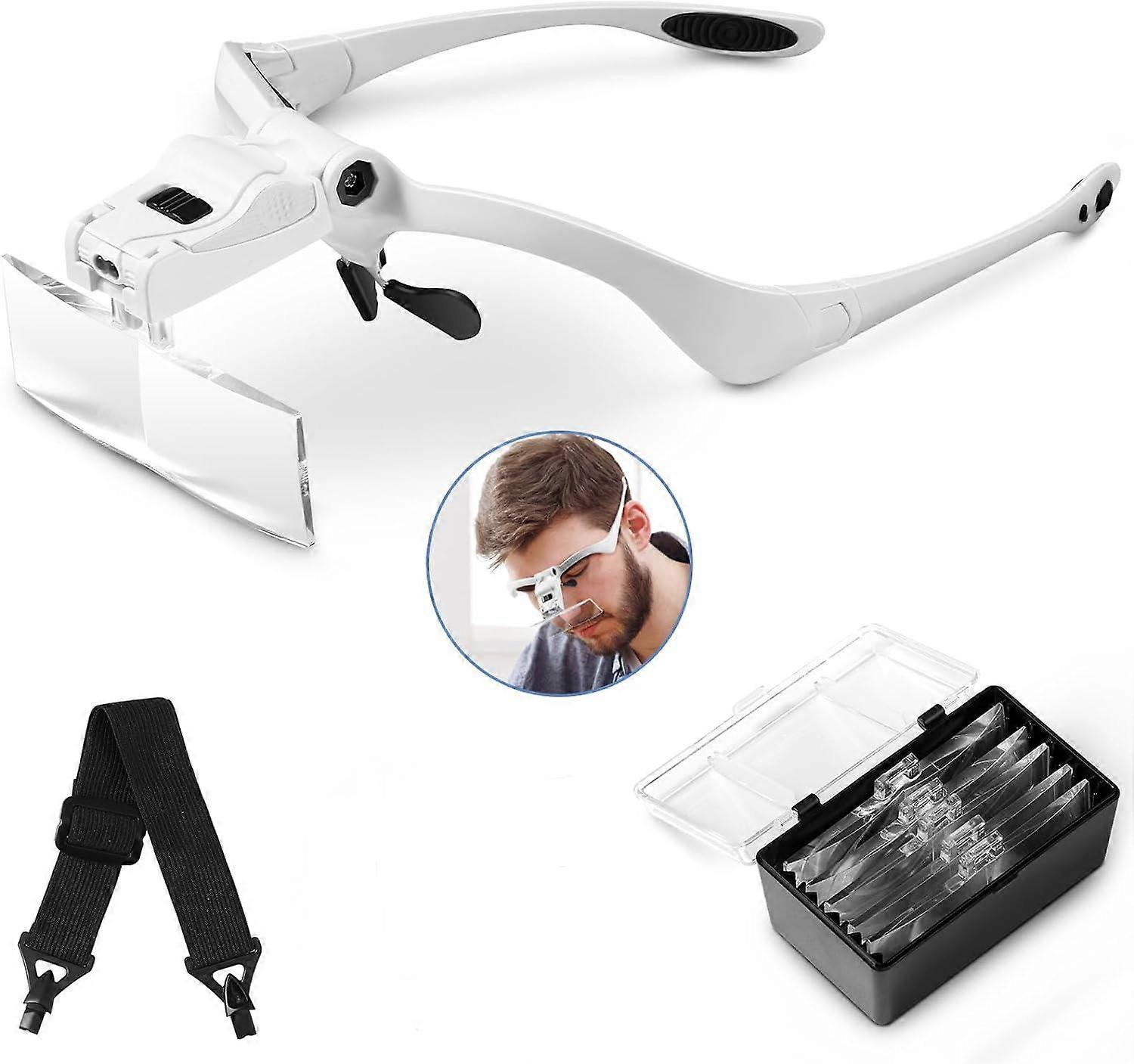 Headband Magnifier with LED Light, Head Magnifier with - 5 Detachable ...