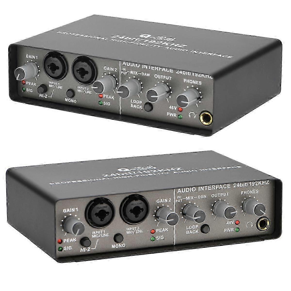 Professional 24Bit 192KHz Audio Interface 2 Input Sound Card compatible ...