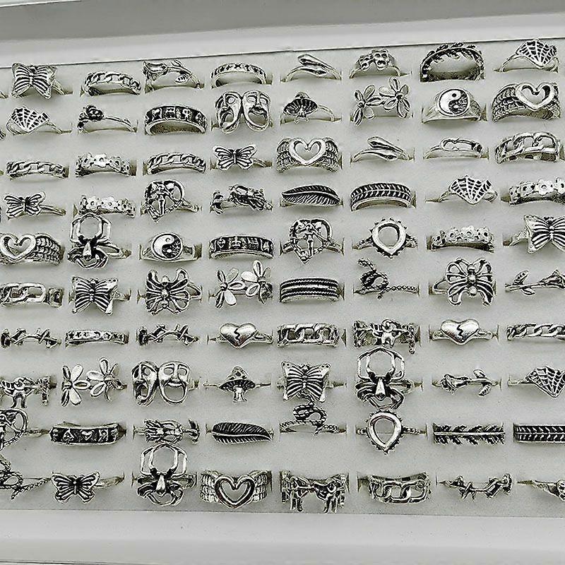 Lot of 30 Women Alloy Rings Hip Hop/Rock Style Animal and Flower Shape ...