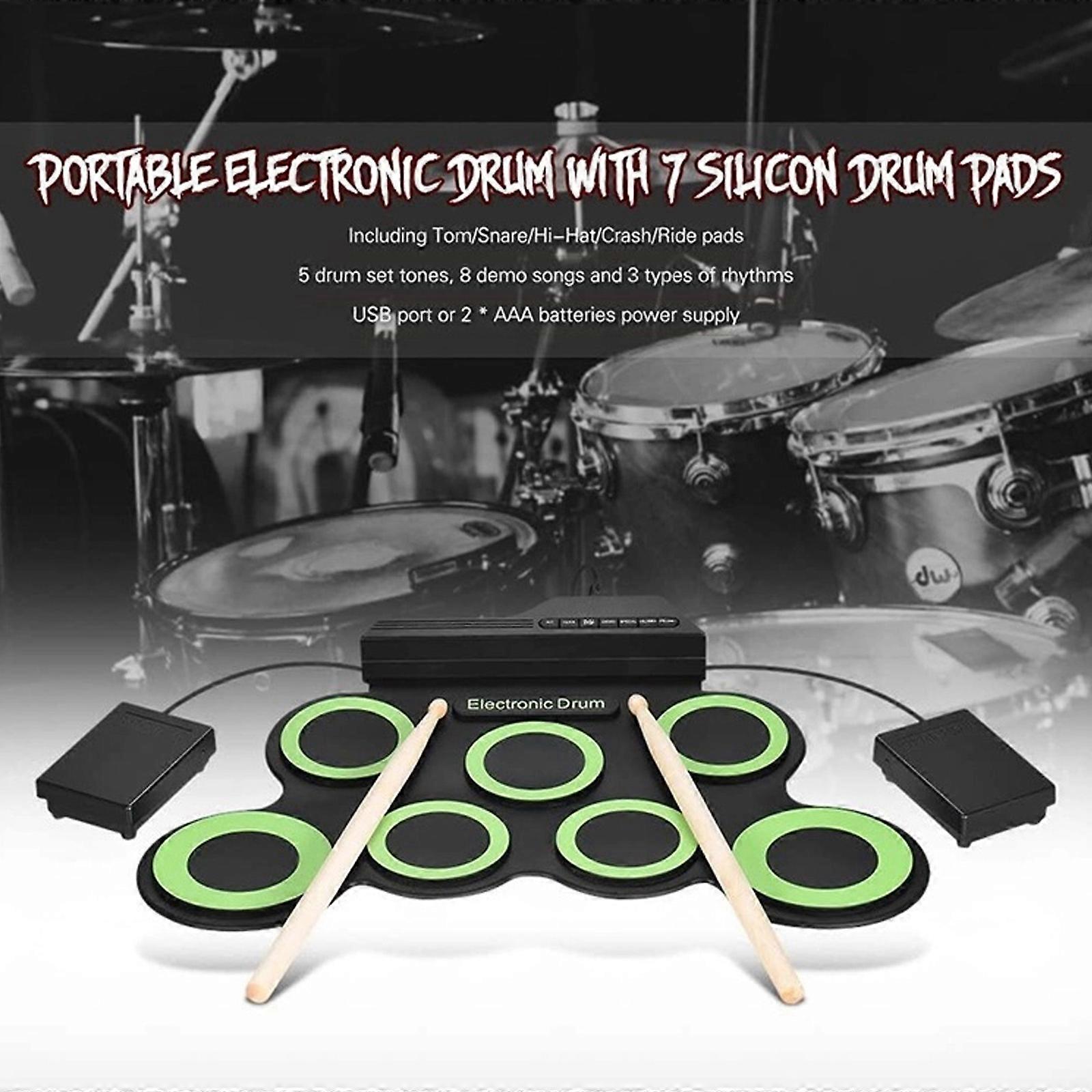 Electric Drum Kits for Beginners, Digital Electronic Foldable Rolls Up ...
