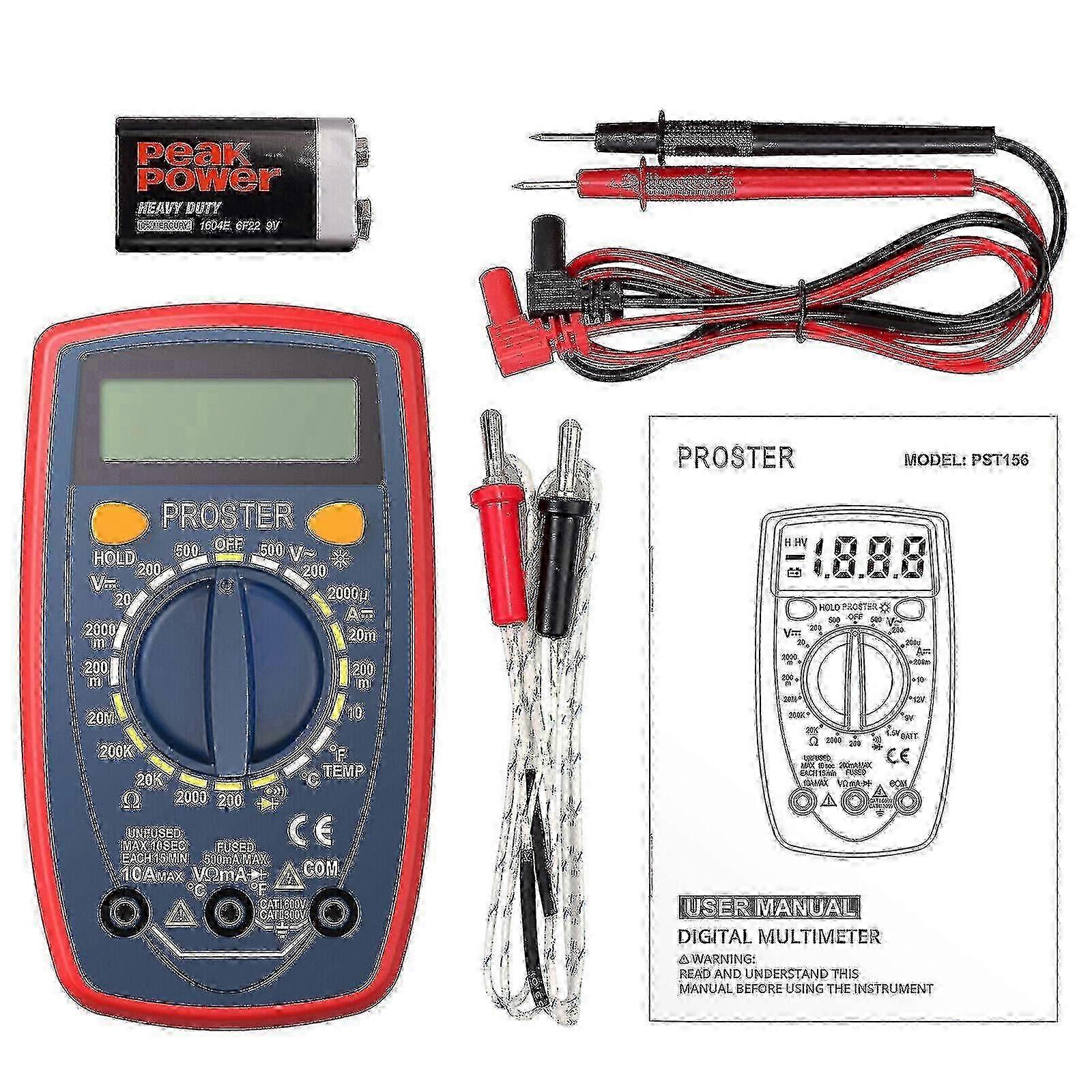 Proster 1999 Lcd Digital Multimeter Multi Tester Test Lead Backlight ...