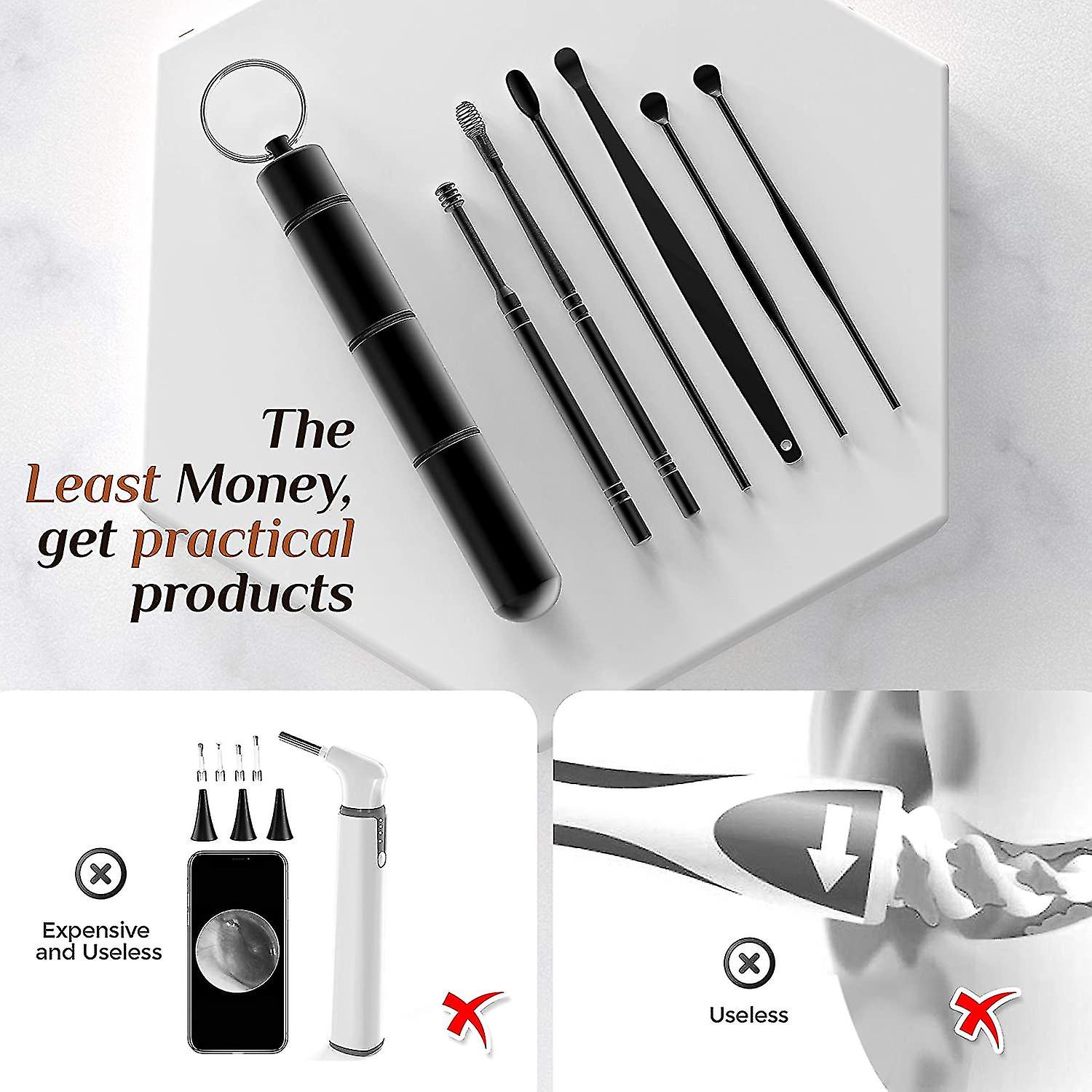 Ear Wax Removal Kit, 6-in-1 Ear Pick Tools Reusable Ear Cleaner | Fruugo UK