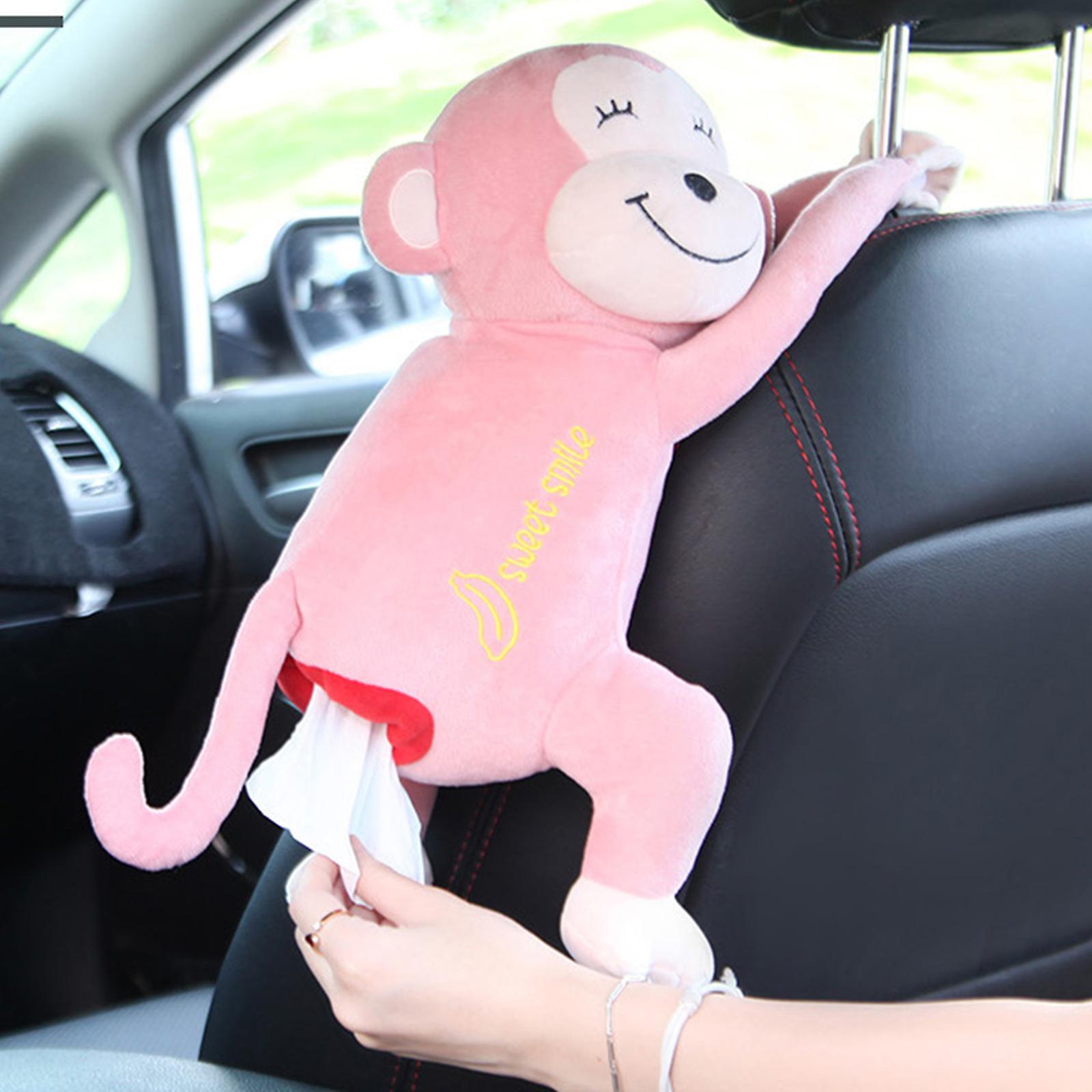 Monkey Tissue Holder For Car - Cute Cartoon Plush Napkin Box - Decorative And Washable - Unique ...