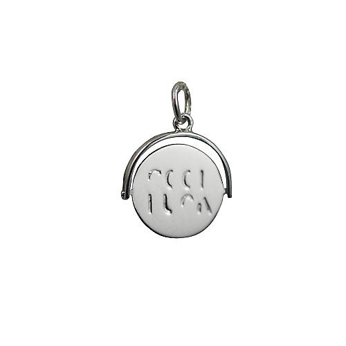 Silver 15x16mm round Good Luck spinning disc Pendant or Charm | Fruugo UK
