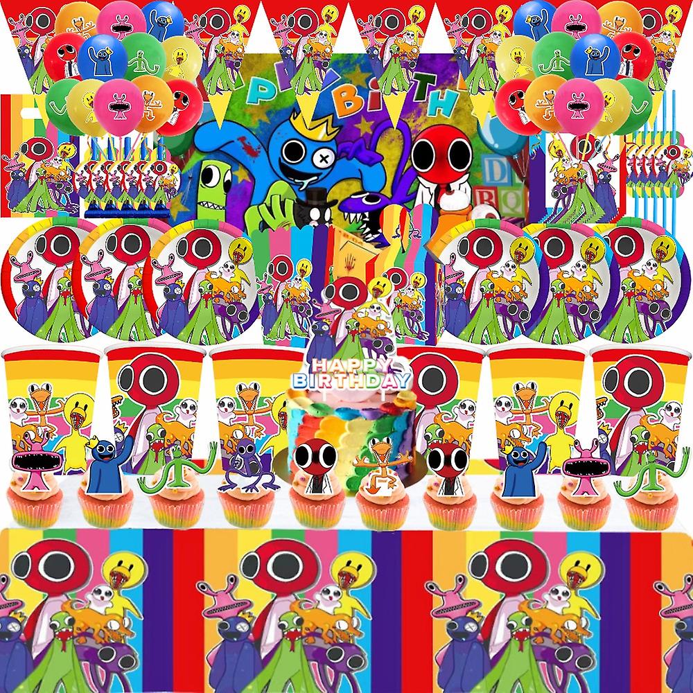 Rainbow Friends Birthday Party Decorations Balloons Cartoon Backdrop ...