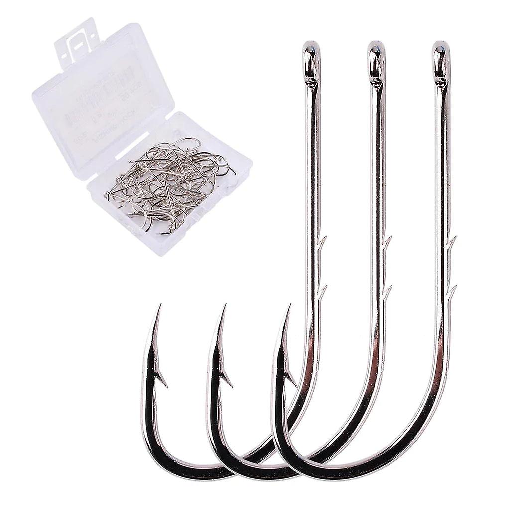 Fishhook 50pcs/ Box Long Shank Fishing Hook 1#-10# Fish Hooks High Carbon Steel Sharp Barbed ...
