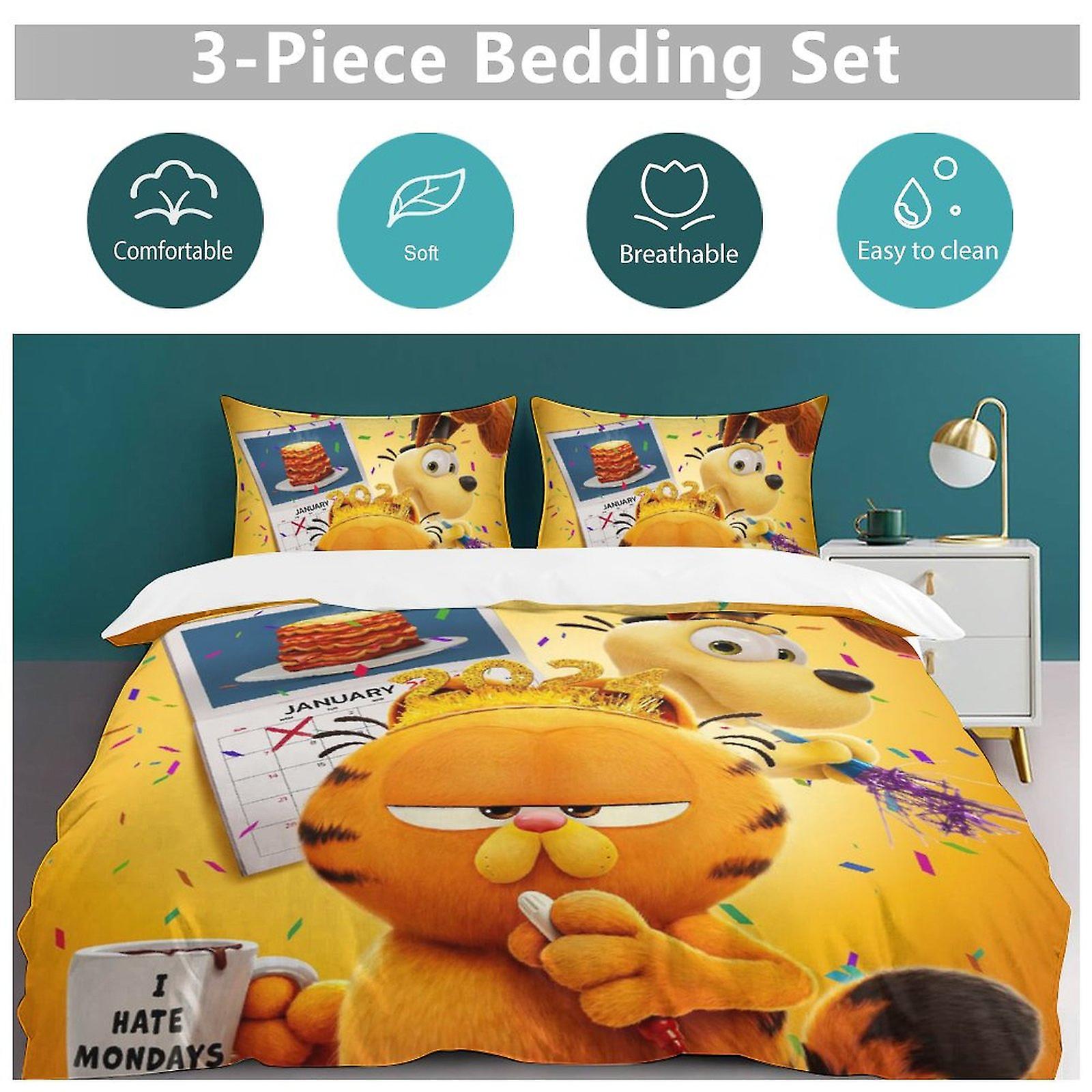 Garfield Bedding Sets Cute Bed Cover Anime Cartoon 3D Printed ...