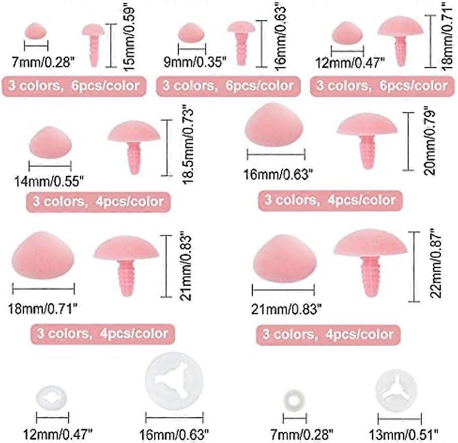 96pcs Flocking Safety Noses Crafts Amigurumi Noses Pink Pig Nose Velvet ...