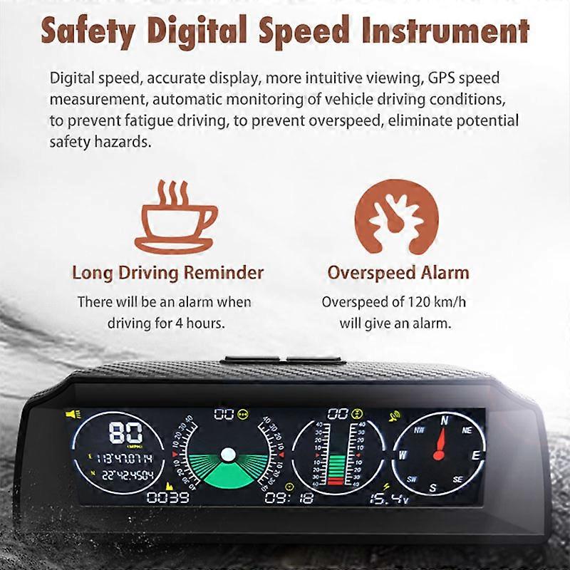 X90 Digital GPS/OBD Speed PMH KMH Slope Meter Inclinometer Car Compass ...