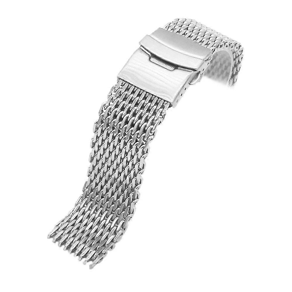18mm 20mm 22mm 24mm Watch Strap Steel Shark Mesh Silver Bracelet Watch ...