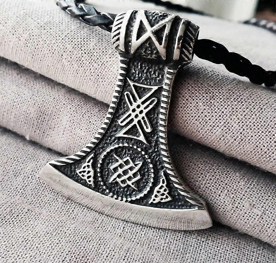 Antiquing Slavic Perun Axe Viking Runes Jewelry Amulet Mens Necklace ...