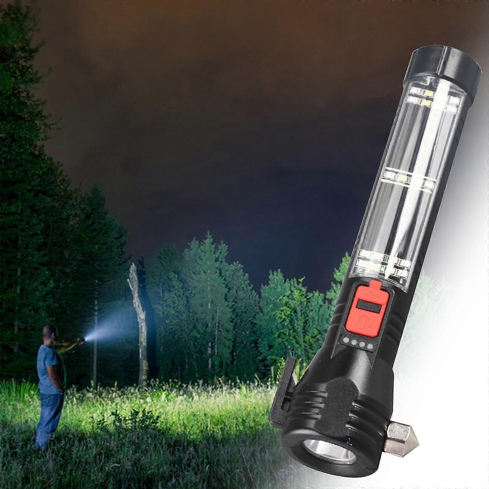 Solar, LED, USB Flashlight,USB Charging Car Strong Light Hammer ...