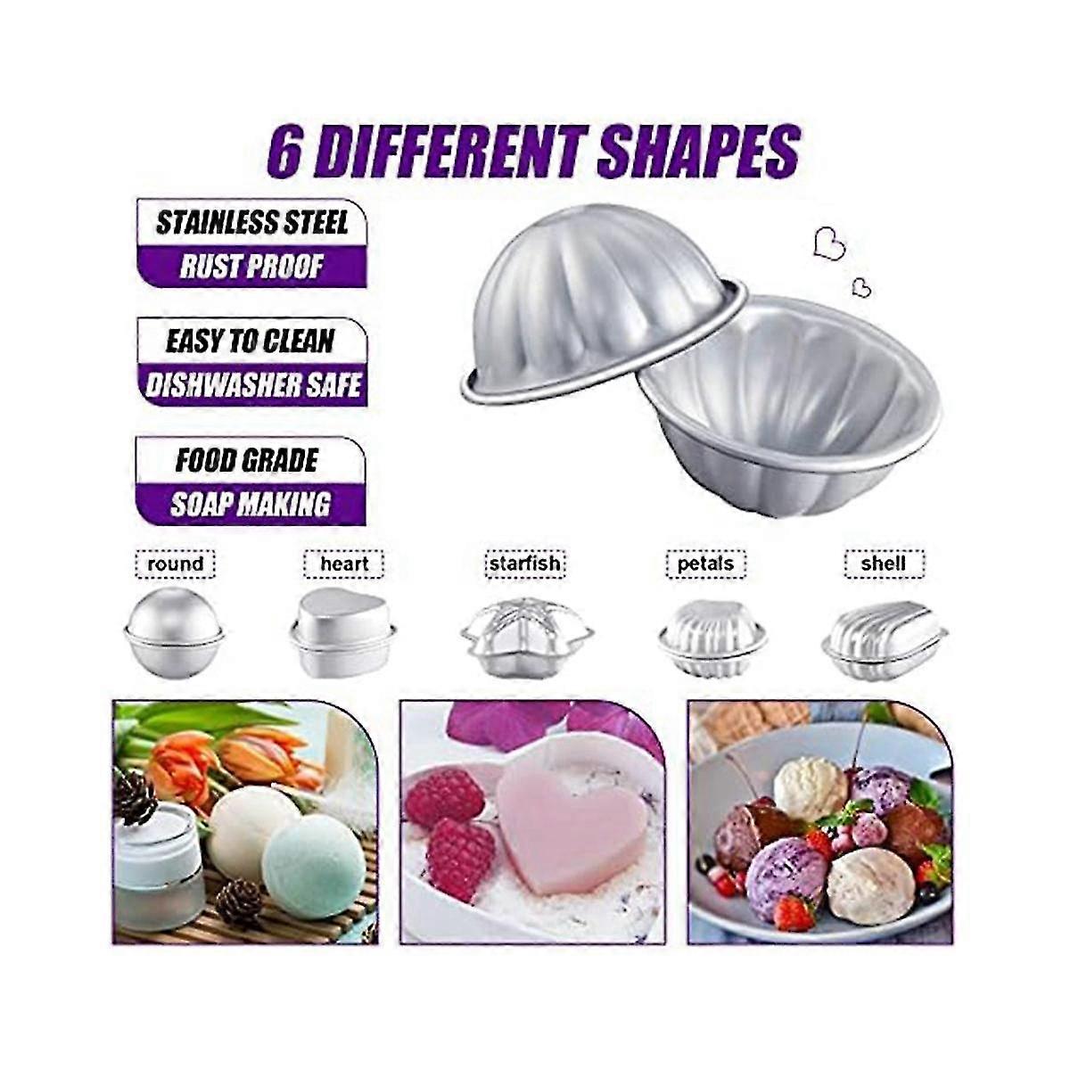 12 Pcs 6 Shapes Bath-Bomb Making for Crafts DIY Bath-Bomb Crafting ...