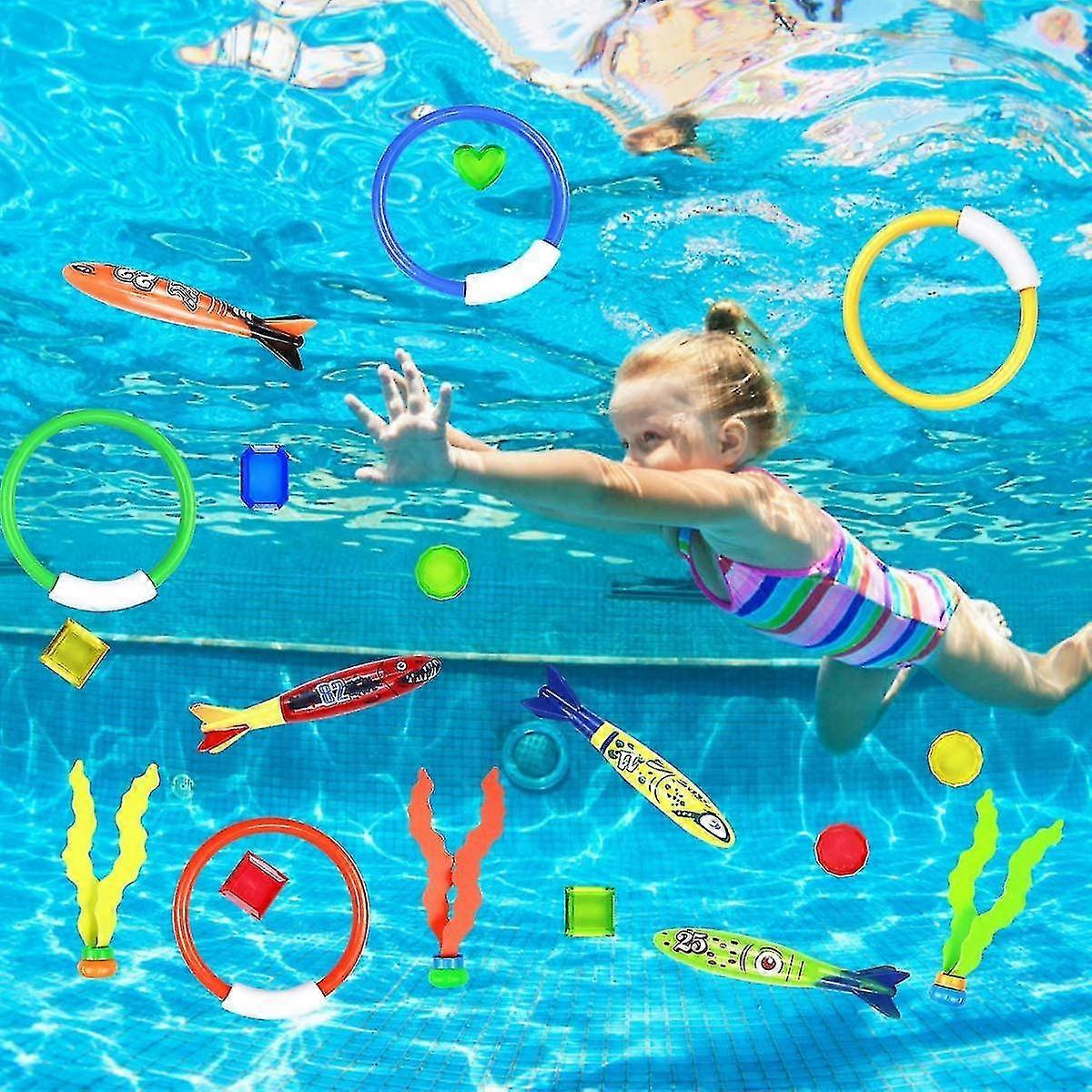 19pcs Underwater Diving Pool Toys Kit, Diving Torpedo Bandits, Diving ...