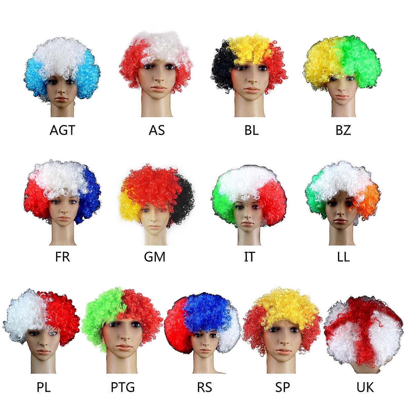 National Flag Color Wig Fashion Football Fans Unique Decor Party Props ...