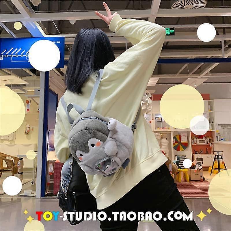 Cute Penguin Fluffy Backpack for Girls, Fluff Backpack Penguin Plush ...