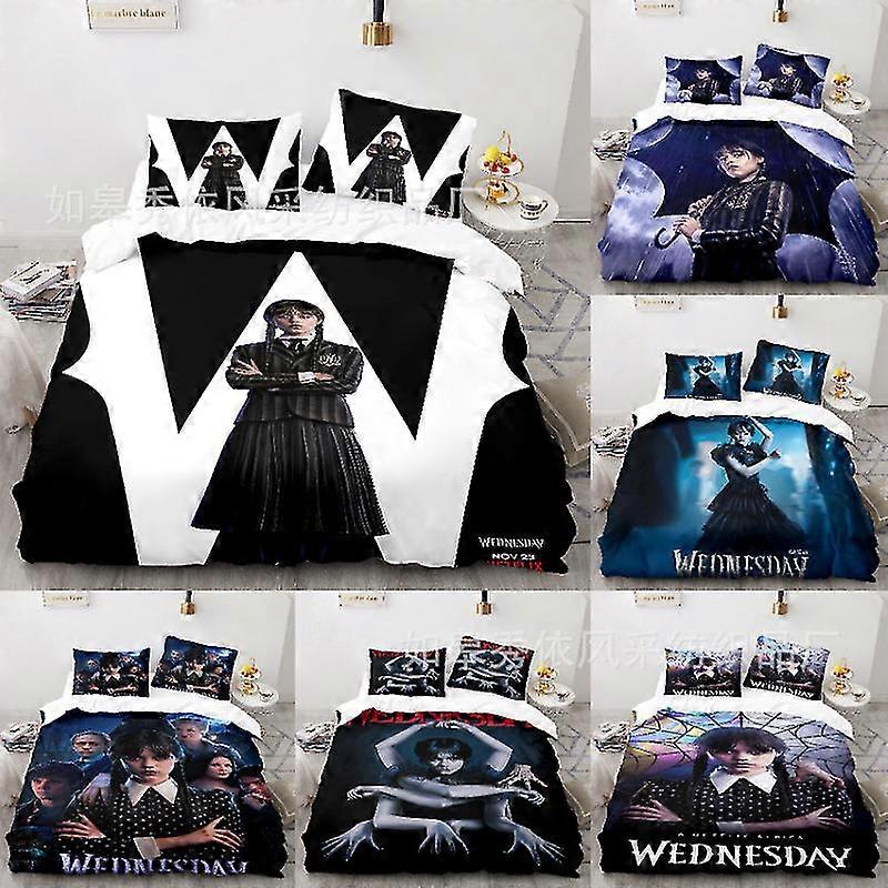 Wednesday Addams Bedding Set Nevermore Academy Quilt Cover Cartoon ...