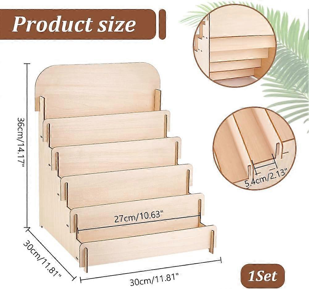 5 Tier Greeting Card Display Stand Wooden Greeting Card Holder Portable ...