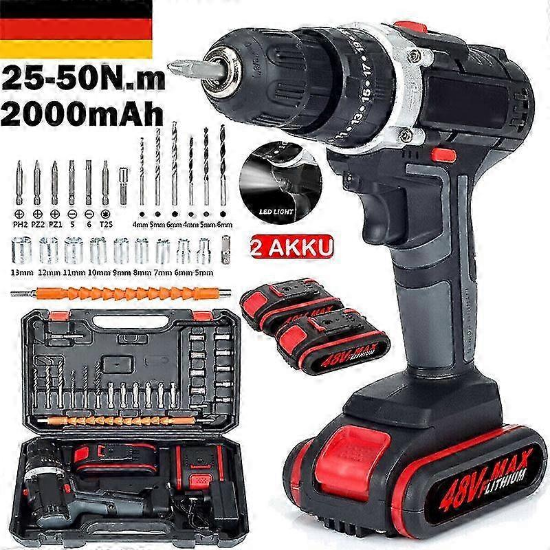 3 In 1 48v Cordless Electric Impact Drill Rechargeable Drill With ...