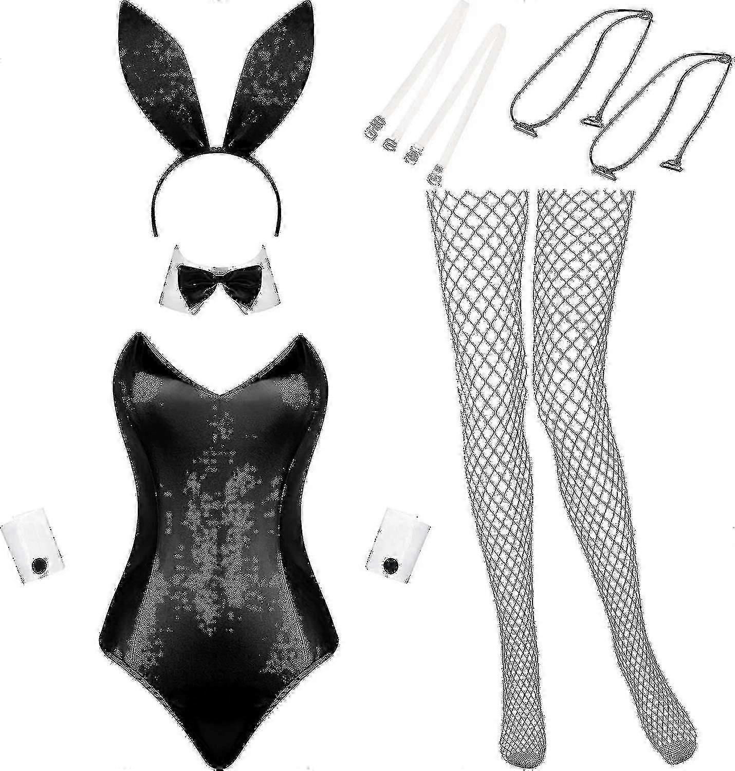 Bunny Costume Women Lingerie And Tails Bodysuit Role Play Rabbit Outfit ...