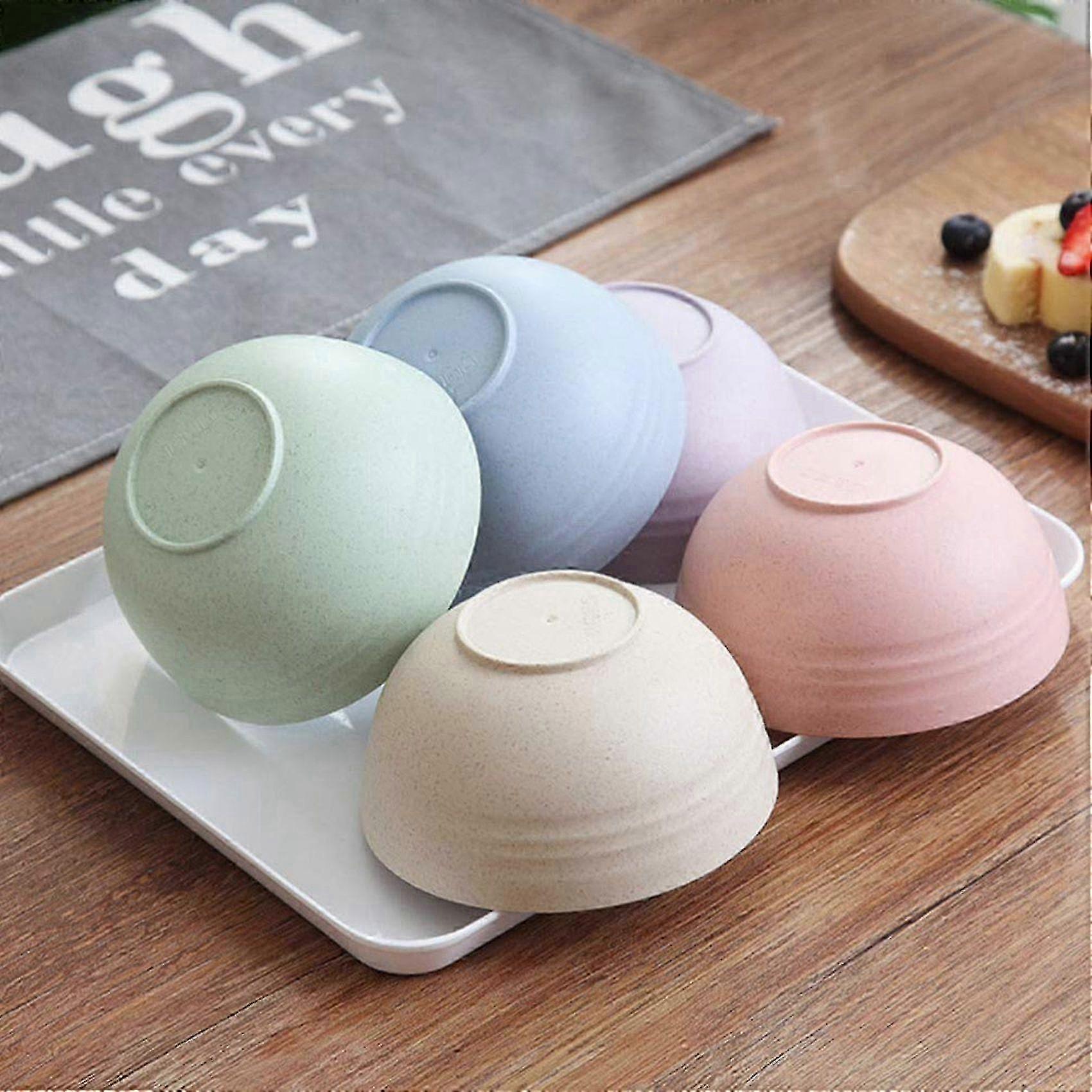 5 PCS 12cm Cereal Bowls Unbreakable Reusable Wheat Straw Soup Bowl ...