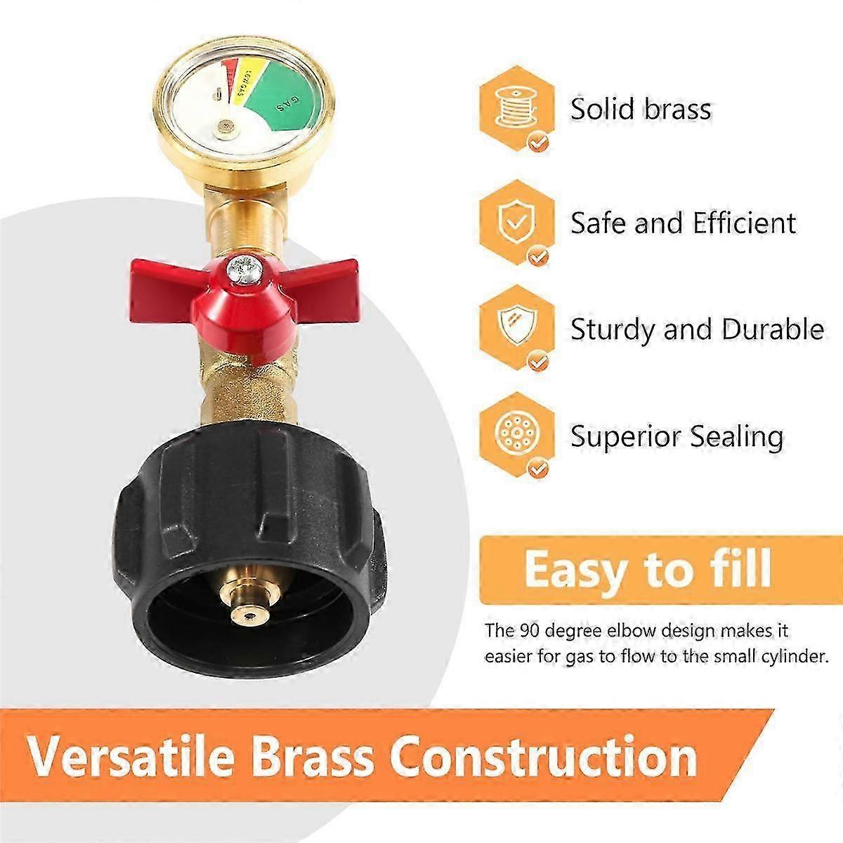 Propane Refill Adapter with Valve and Gauge, Fill 1 Lb Bottles From 20 ...