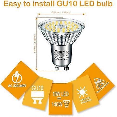 GU10 LED Bulbs 10W, Daylight White 5000K 1050lm, 140W Halogen Bulb ...