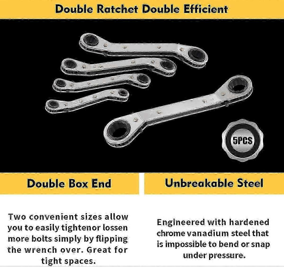 Profile Double Eye Spanner Set 5-piece Ratcheting Socket Screwdriver ...