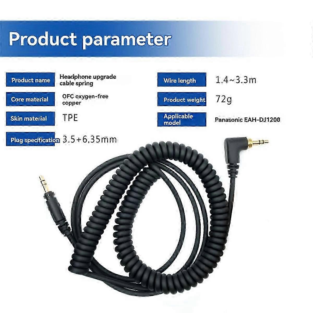 Technics EAH-DJ1200 Replacement Headphone Cable - Spring Coiled Audio ...