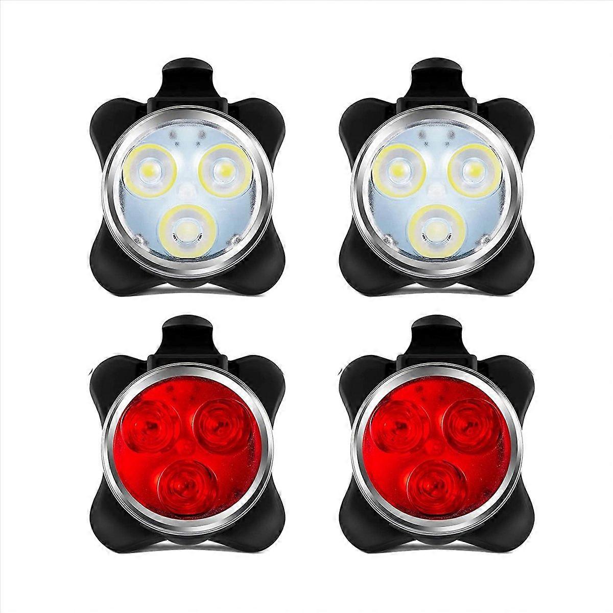8 Pack USB Rechargeable Bike Light Set Front and Rear LED Bicycle Light for Night Riding Bike ...