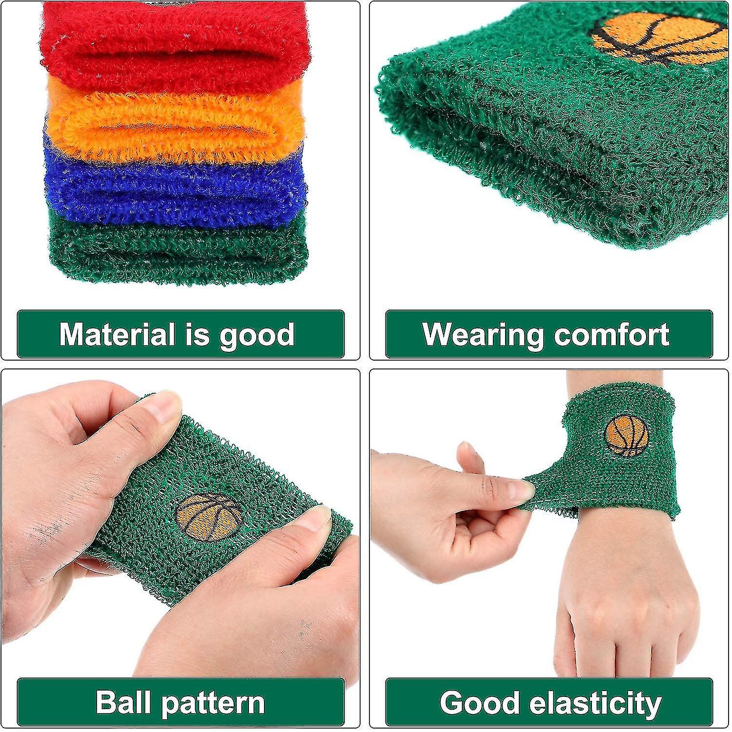 16 Pieces Sports Wristbands Wrist Sweatbands Children Sweat Bands For ...