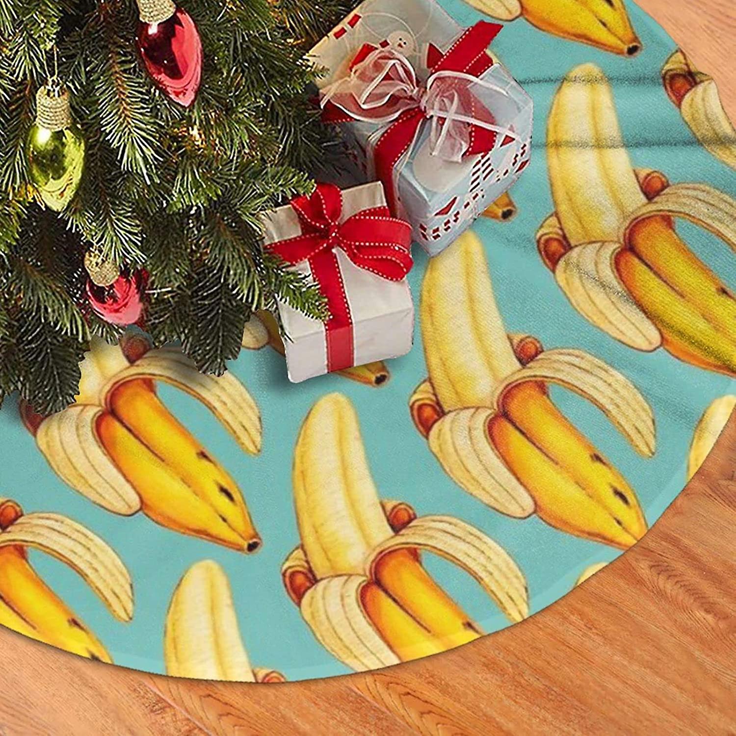 Christmas Tree Skirt Bananas Pattern Christmas Decoration Plush Tree ...