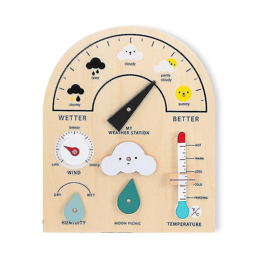 Wooden Weather Station Children's Toy Learning Observatory Weather ...