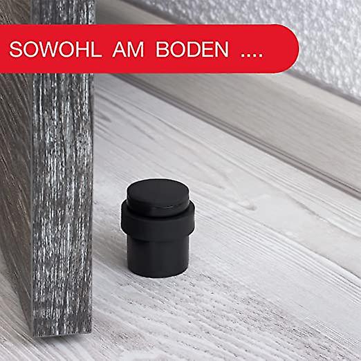 Floor Door Stopper, Matte Black Metal Door Stopper Screw On - Set of 2 ...