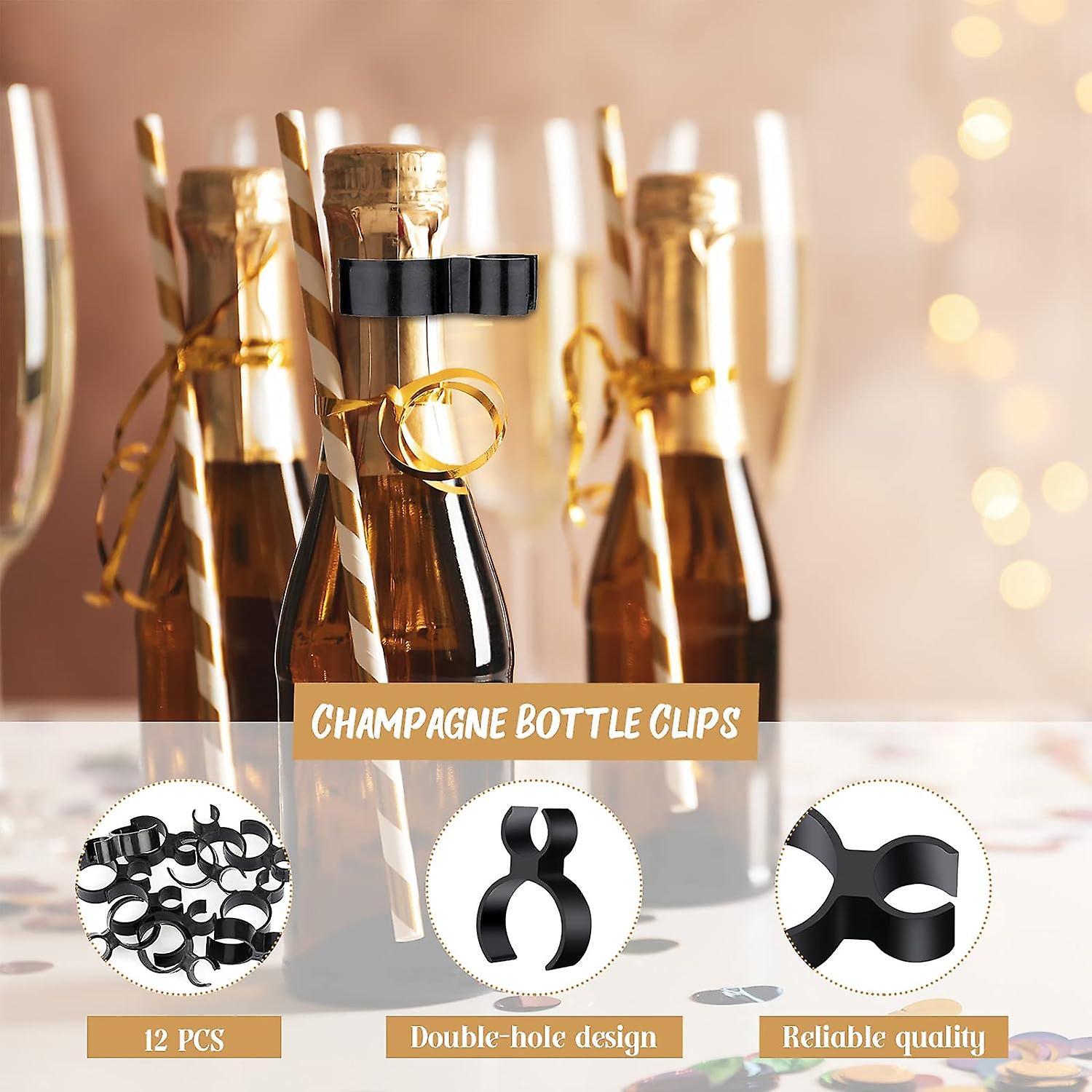12 Pieces Champagne Bottle Sparkler Single Holder Safety Clips - Black ...