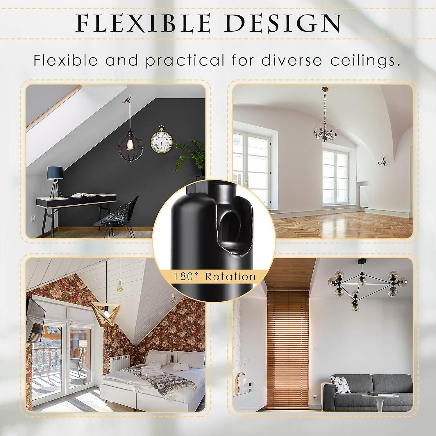 4 Pieces Black Sloped Ceiling Light Adapter 180 Degrees Pendant ...