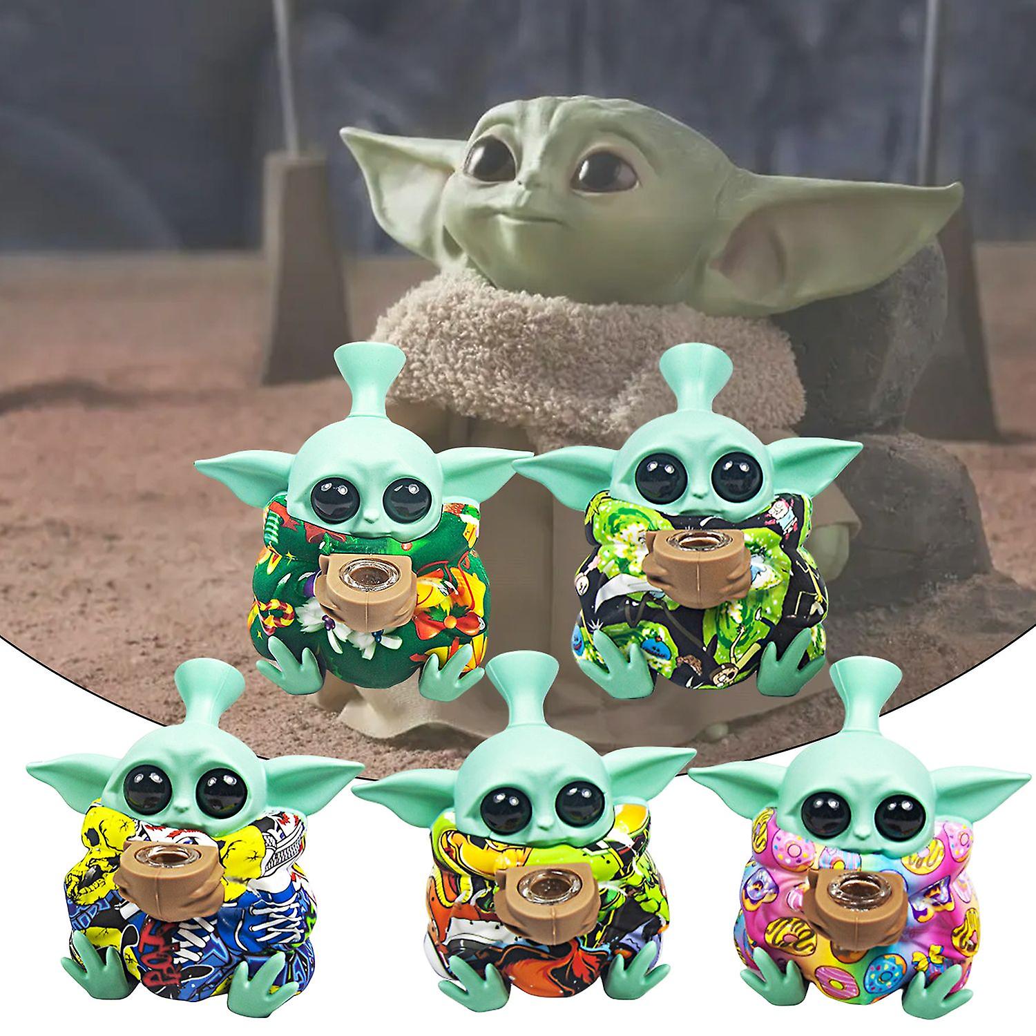 Baby Yoda Pipe Lovely Miniature Cartoon Figurine Model Toy Collection ...