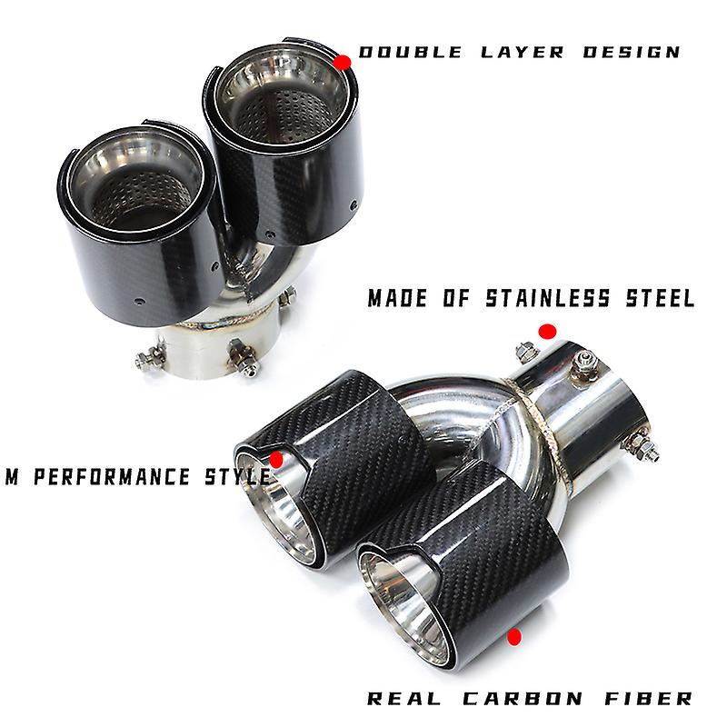 Quad Carbon Fiber Exhaust Tip For BMW G22 G23 M440i 2021 2022 Dual M ...
