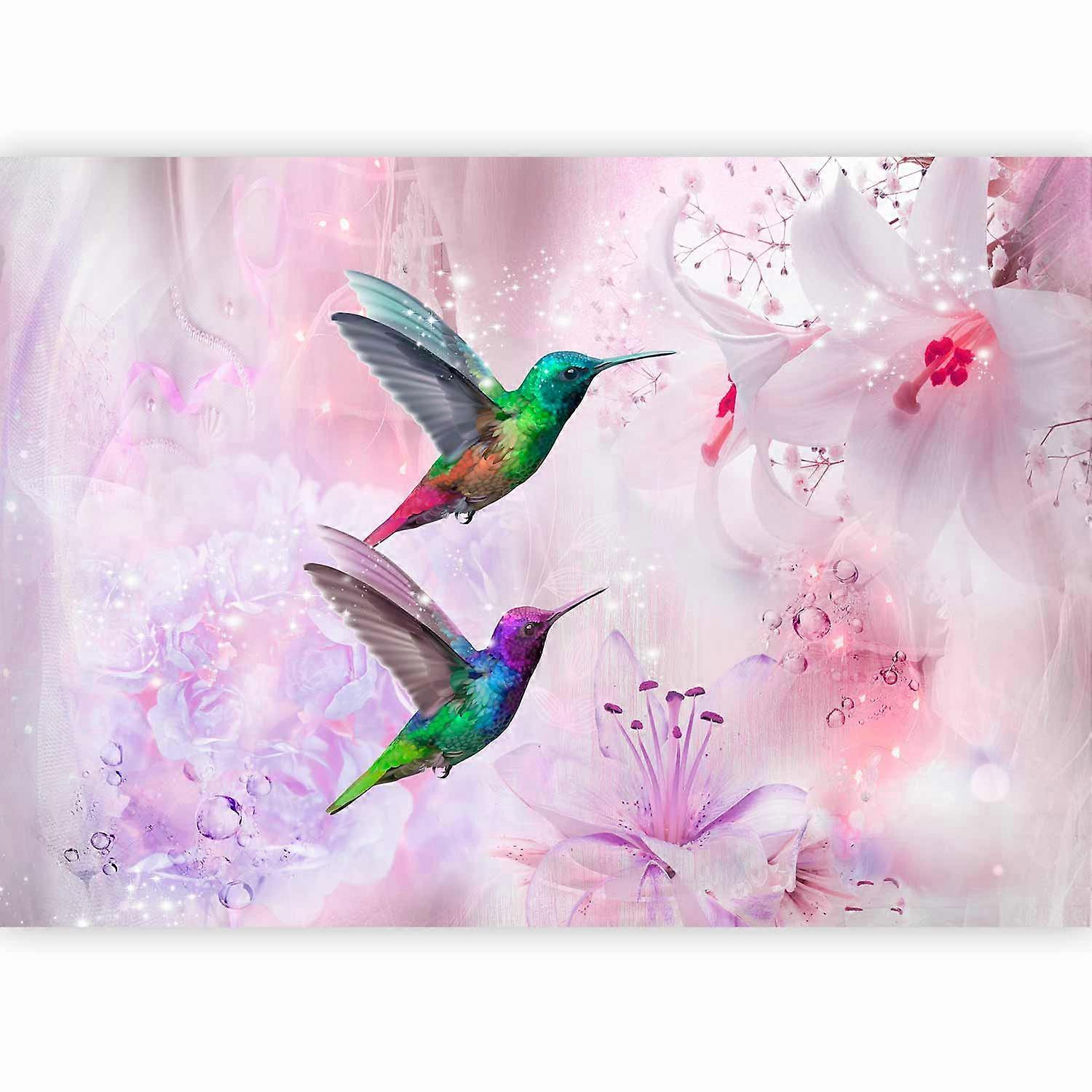 Wall Mural - Colourful Hummingbirds (Purple) | Fruugo UK