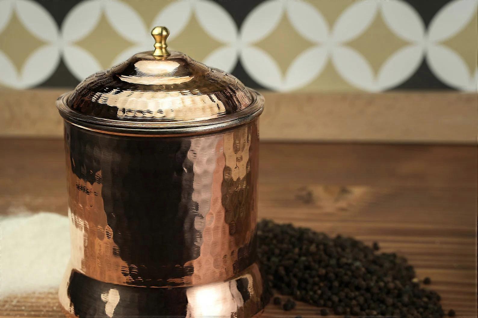 Set Of 3 Solid Copper Canister Set With Lid | 100% Copper Kitchen ...