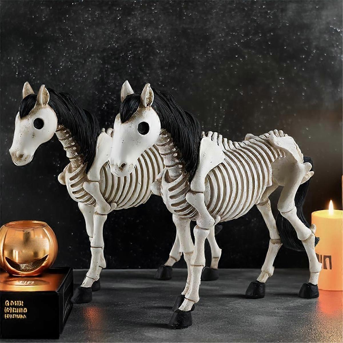 Skeleton Horse Statue Creepy Halloween Skeleton Animals Halloween ...
