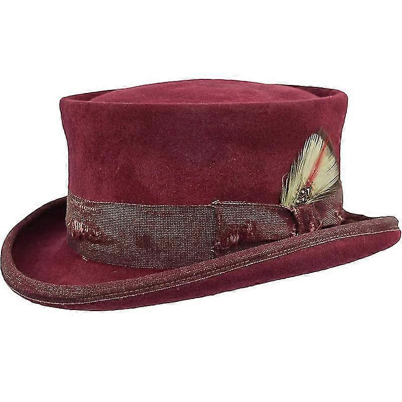 Mid Crown Red Top Hat Unisex Hat Steam Punk Hat Cylinder Wool Felt Top ...