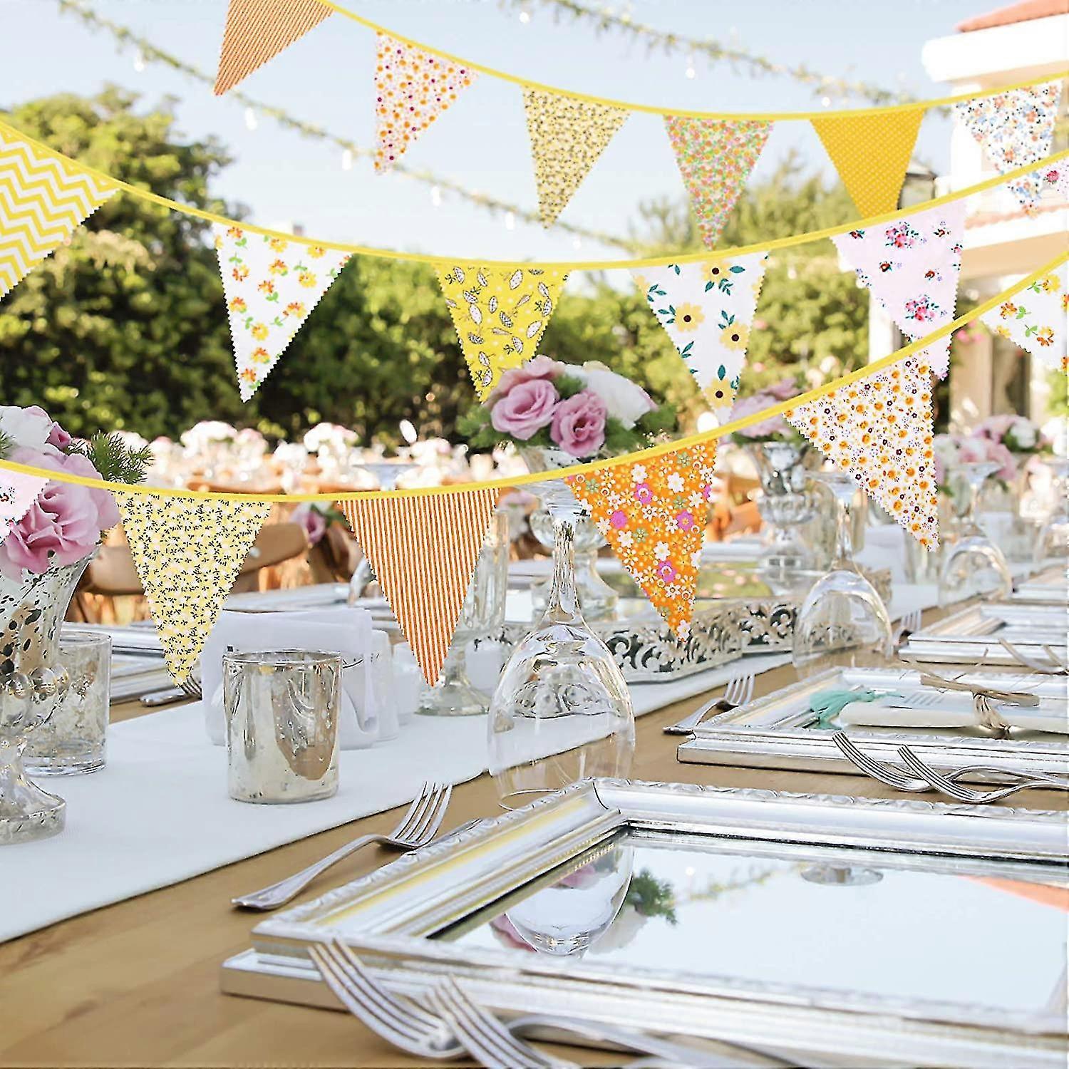 40 fot tyg vimpel banner vintage vimplar blommiga vimplar trippelhörn ...