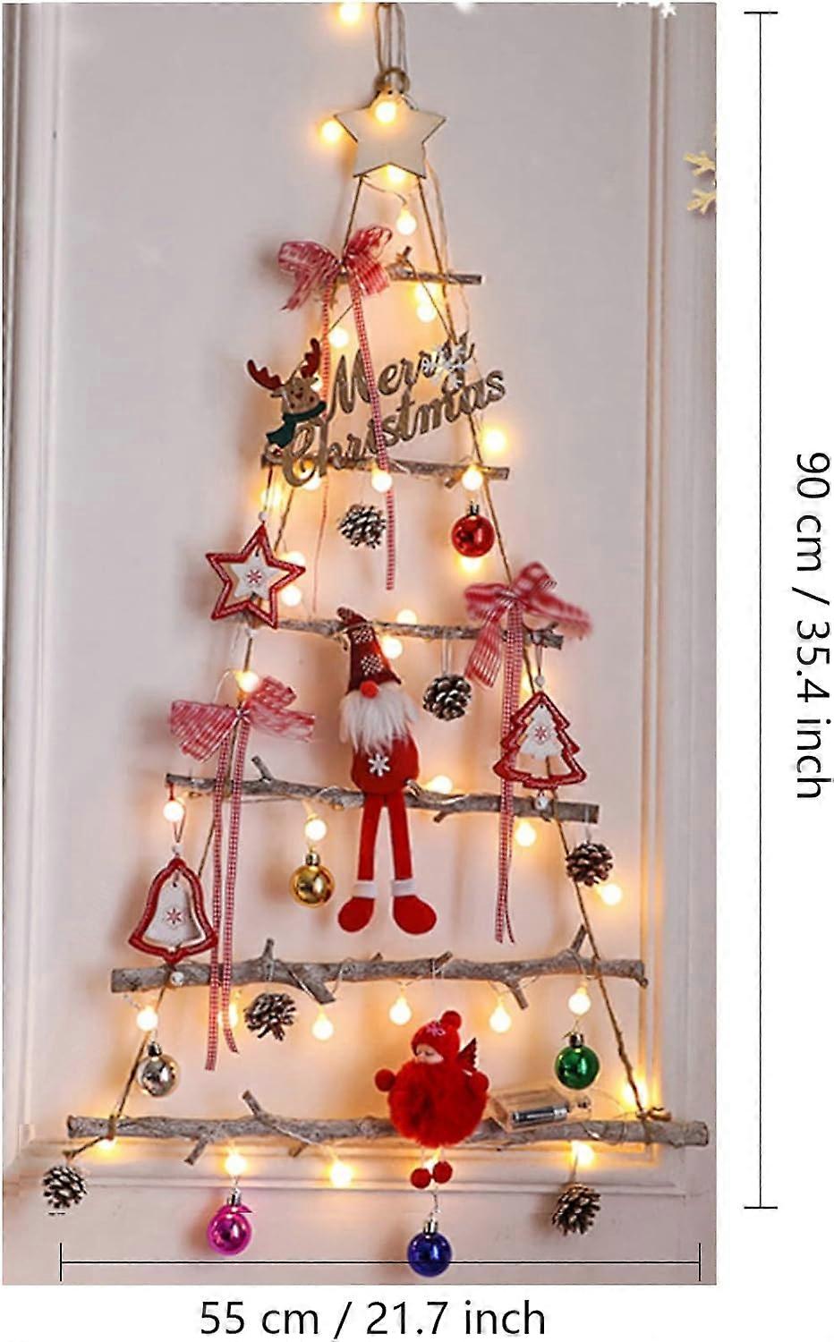 90cm/3ft Tall Christmas Lit Twig Wall Tree 40 Warm White Led Lights ...
